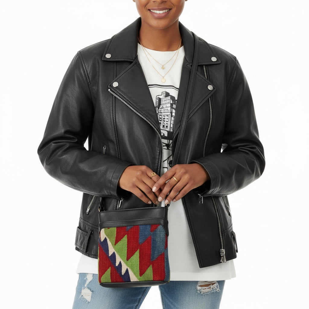 Kilim Leather Crossbody Bags | Vintage Rug Sling Bags | Handmade Kilim ...
